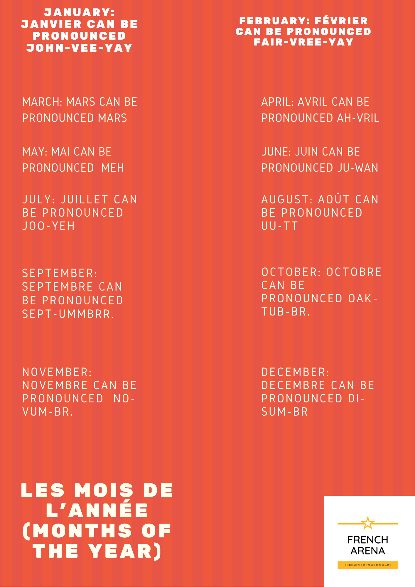 Months of the Year/ Days of the Week - French Arena